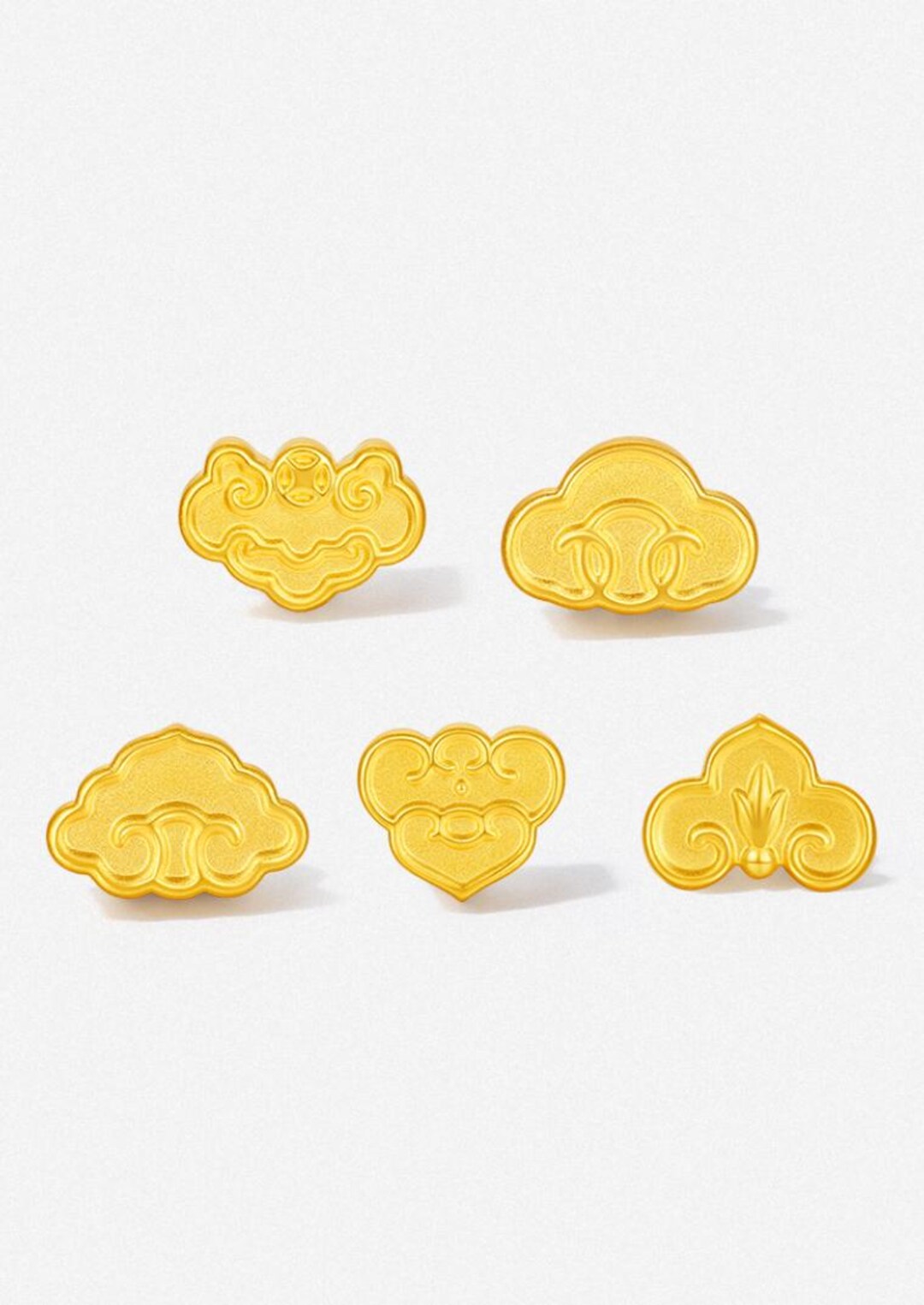 24k Genuine 999 Gold 5G Gold Chinese Style Lucky Cloud Blessing for ...