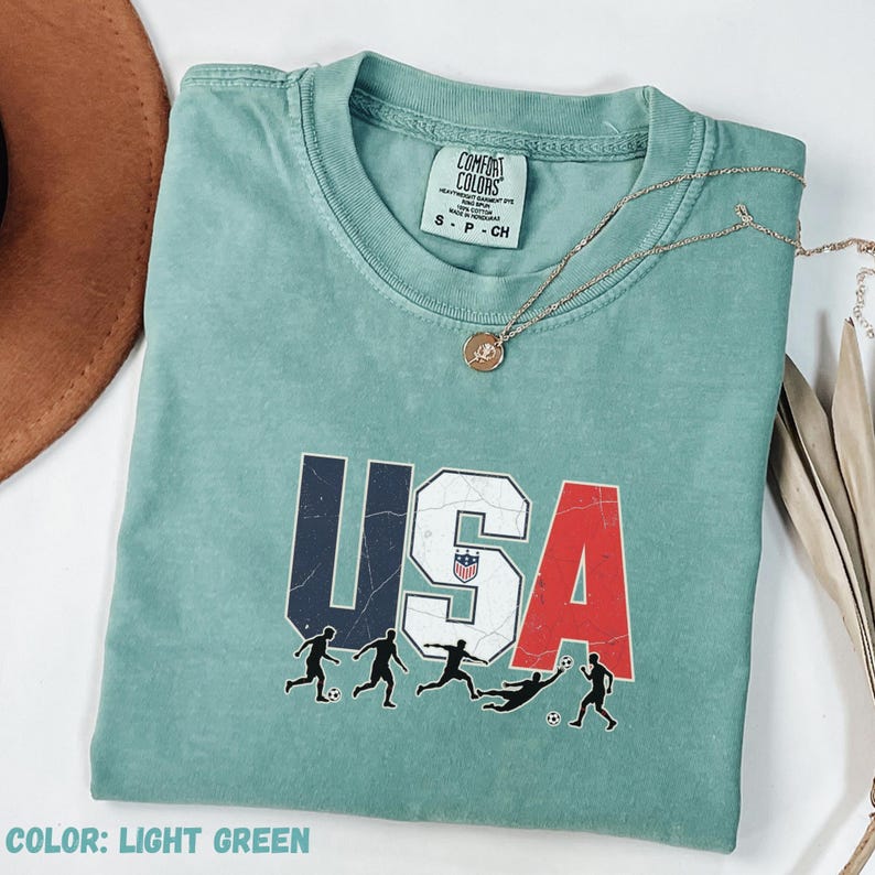 Comfort Colors Retro USA Soccer Shirt, Womens USA Crewneck Shirt, USA ...