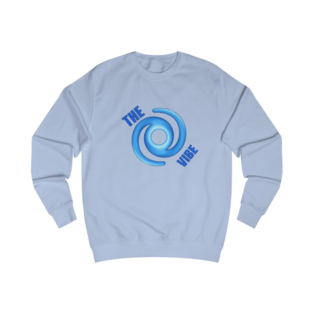 The Vibe Swirl Logo Sweatshirt | Blue Circular Emblem, Retro Minimalist ...