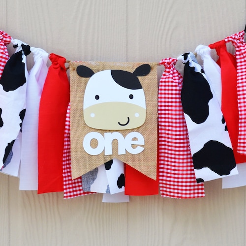 High Chair ONE Birthday Banner Red Holy Cow First Birthday - Etsy