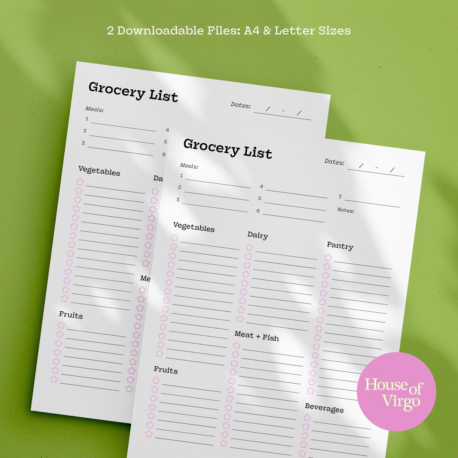 Printable Grocery List - Weekly Meal Plan - Spring Cherry Blossom ...