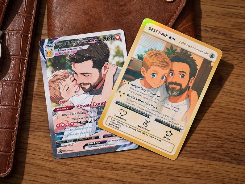 Personalized Pokemon Inspired Dad Card, Custom Photo Trading Card for ...