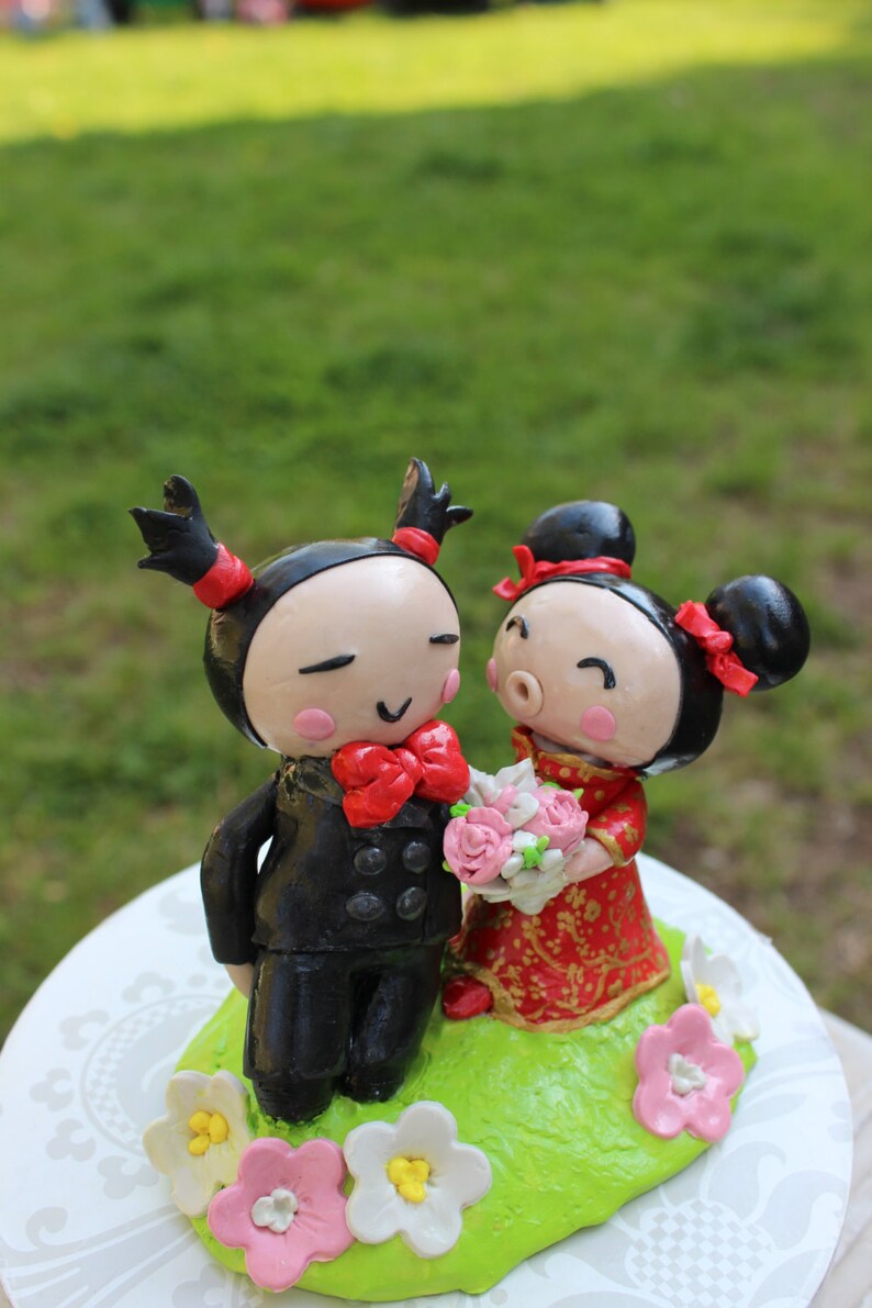 Custom Handmade Clay Pucca and Garu Wedding Cake Topper With Base - Etsy