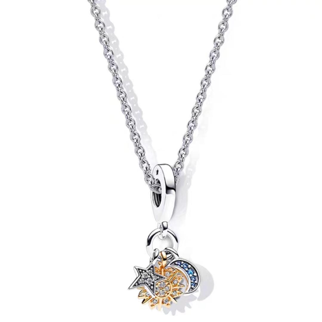 Pandora Sun and Moon Accompanied Pendant Necklace 925 Sterling Silver ...