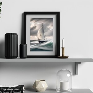 Sailing in Rough Waters – Coastal Wall Art Printable | Modern Nautical ...