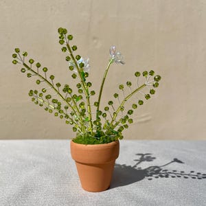 Mini Beaded Crystal Flower in Terracotta Pot: Handmade Faux Plant Decor ...