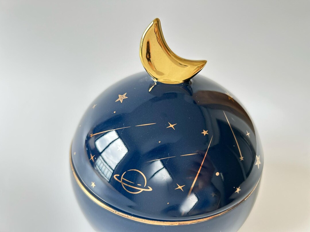 Saturn Urn With Starry Sky & Moon Handle｜550 Ml Ceramic Urn for Pets up ...