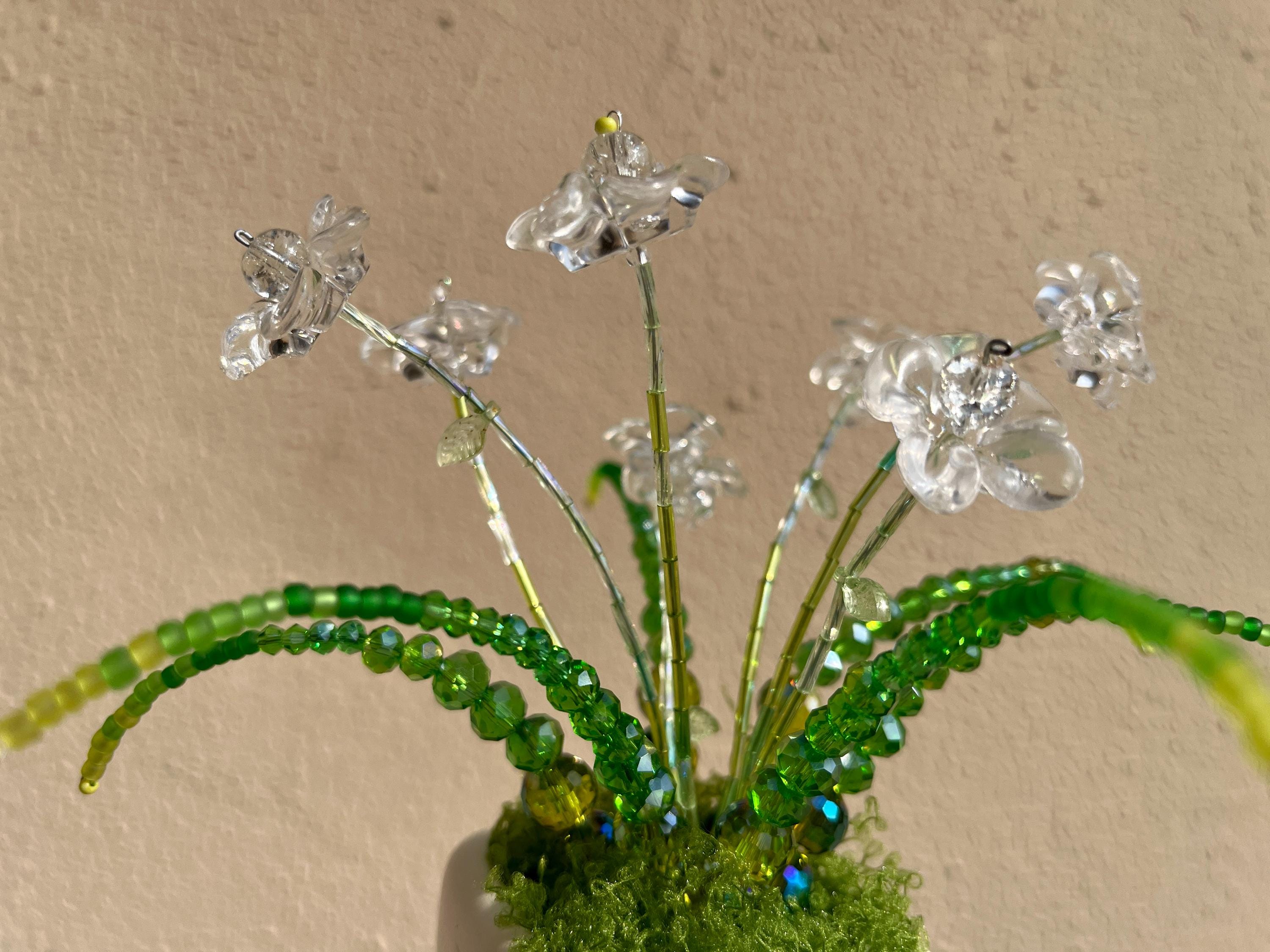 Beaded Crystal Daisy Plant - Handmade Terracotta Desk Decor - Etsy