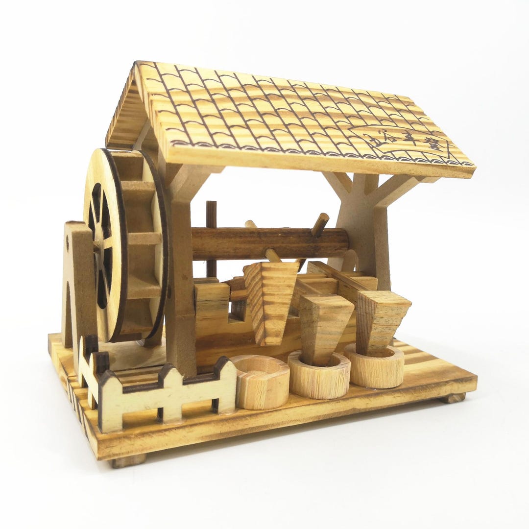 Rustic Wooden Waterwheel Model | Handmade Ancient Style Watermill House ...