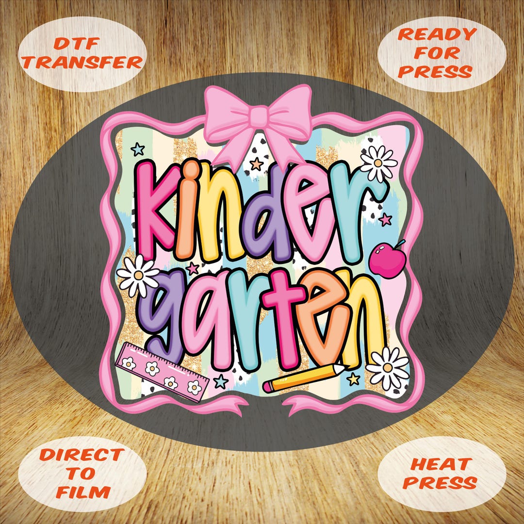 Preppy Kindergarten DTF Transfer: First Day of School Iron-on - Etsy