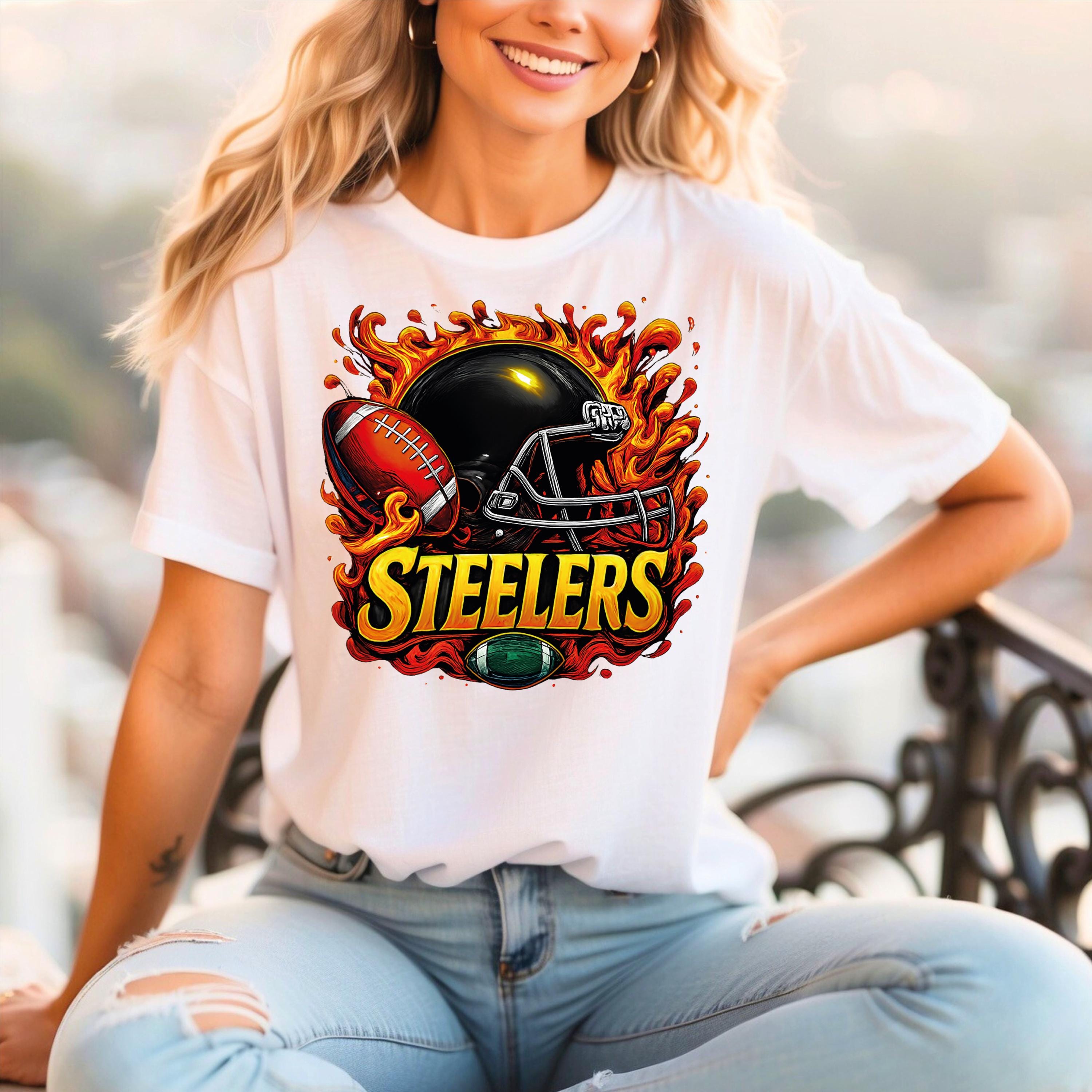 Steelers Football Flame DTF Transfer: Helmet Game Day Iron-on Heat ...
