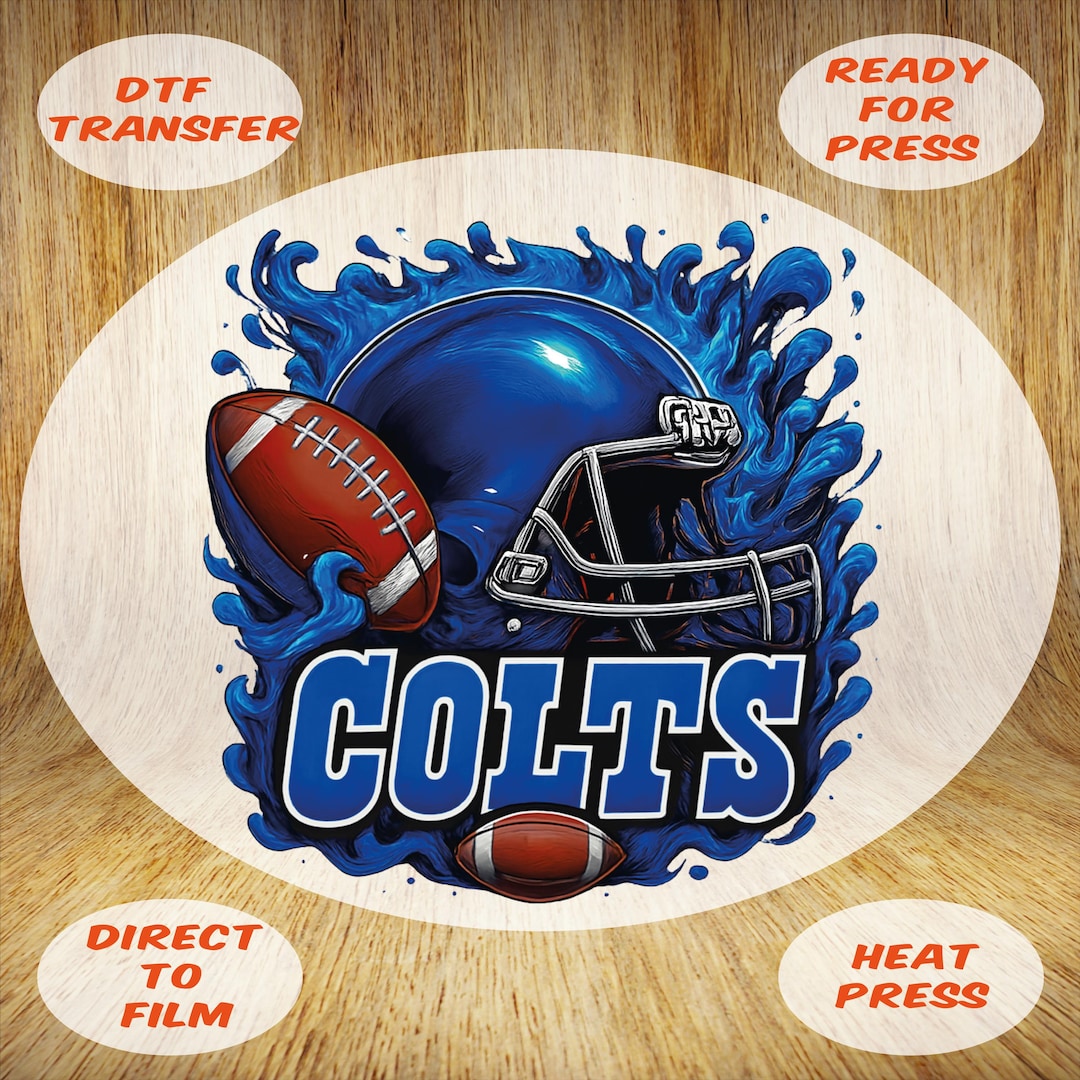 Colts Football Flame DTF Transfer: Helmet Game Day Iron-on Heat Press ...
