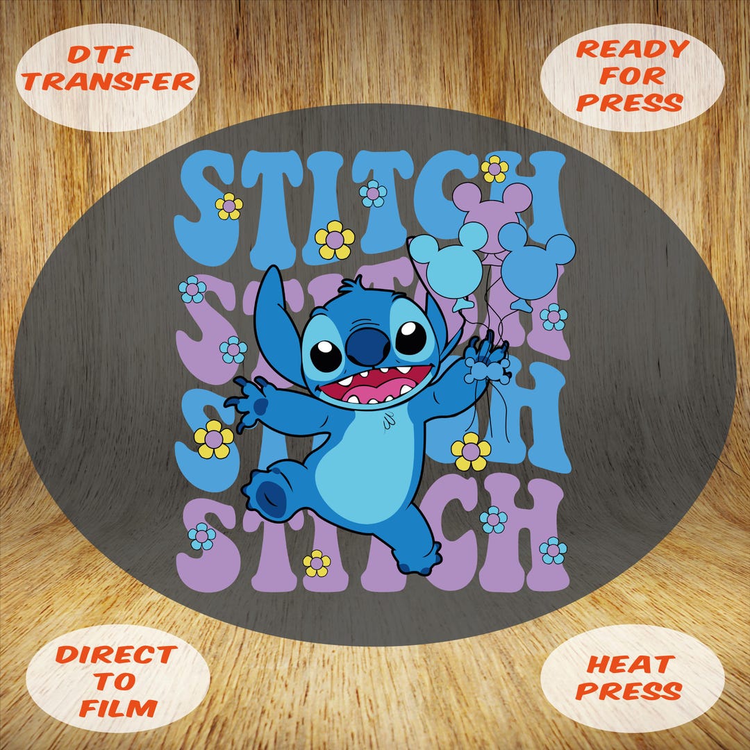 Disney Stitch Floral Dtf Transfer, Cute Stitch Ready to Press ...