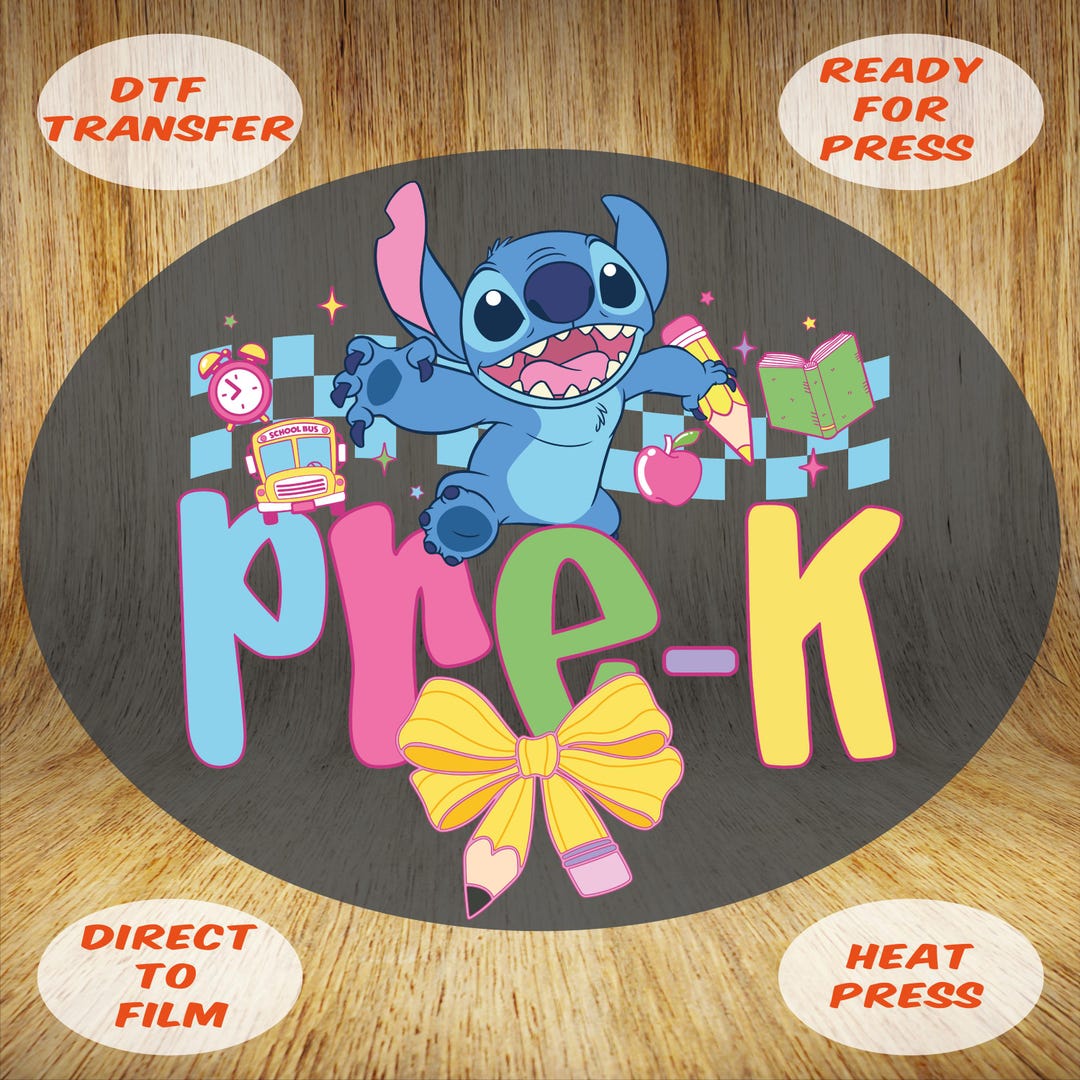 Stitch Pre-k DTF Transfer: Back to School Iron-on - Etsy