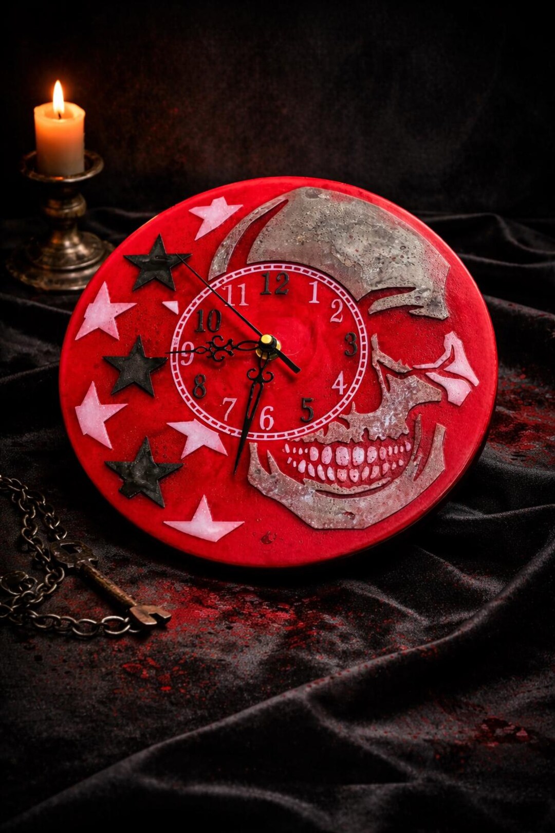 PRICE DROP - Crimson Skull Textured Resin Wall Clock – Gothic Horror ...