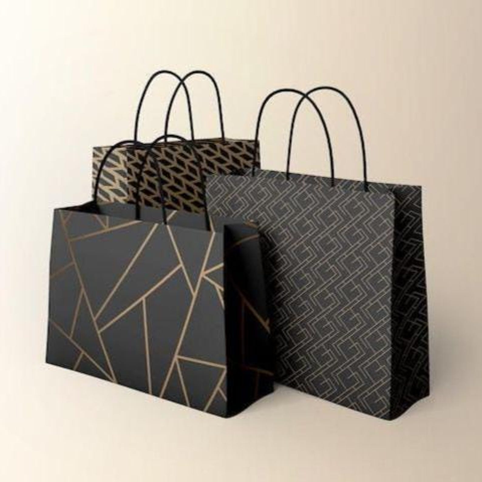 100 Custom Design Gift Bags, Thick Luxury Packaging Gift Paper Bags ...