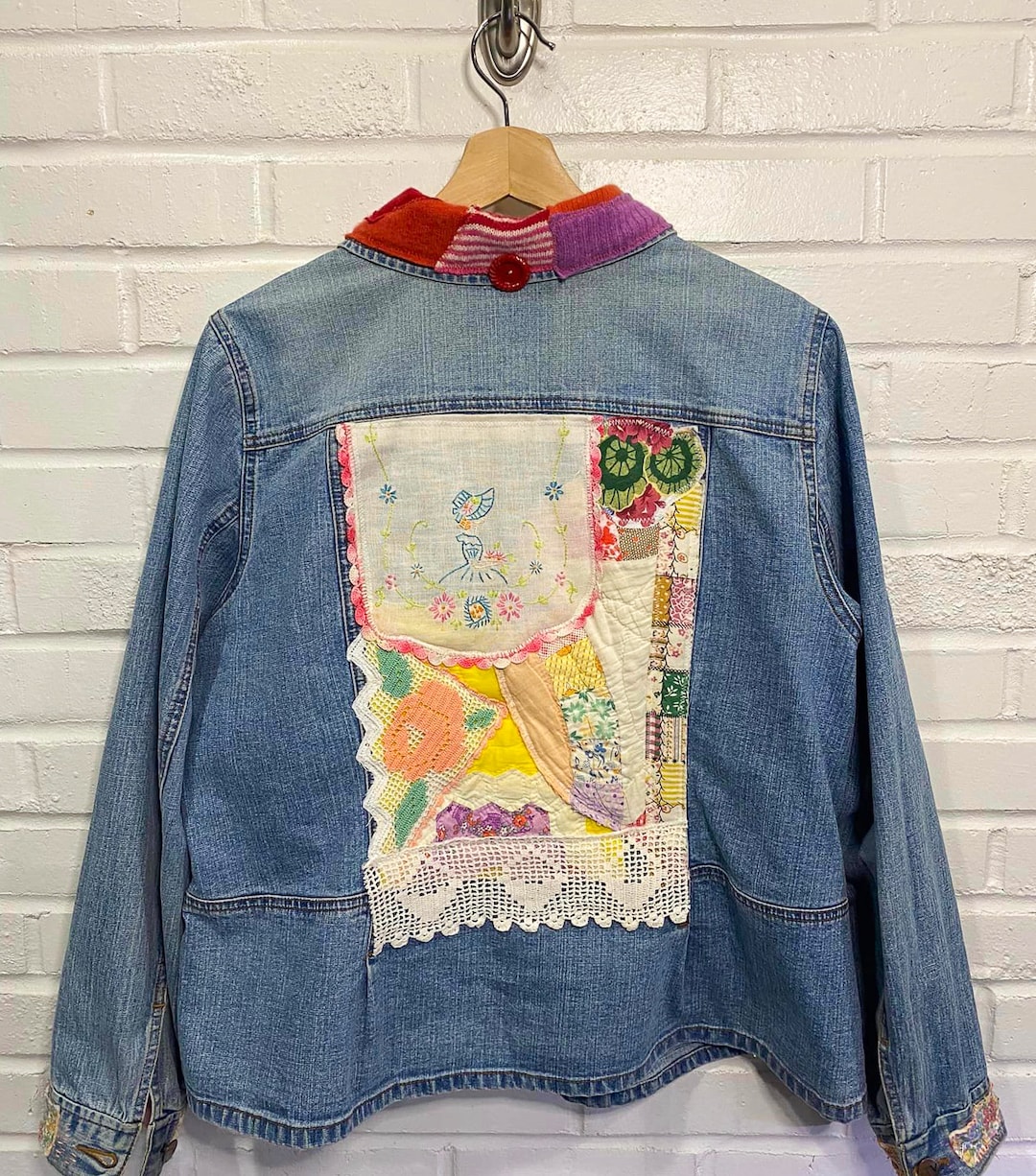 Upcycled Patchwork Denim Coat - Etsy