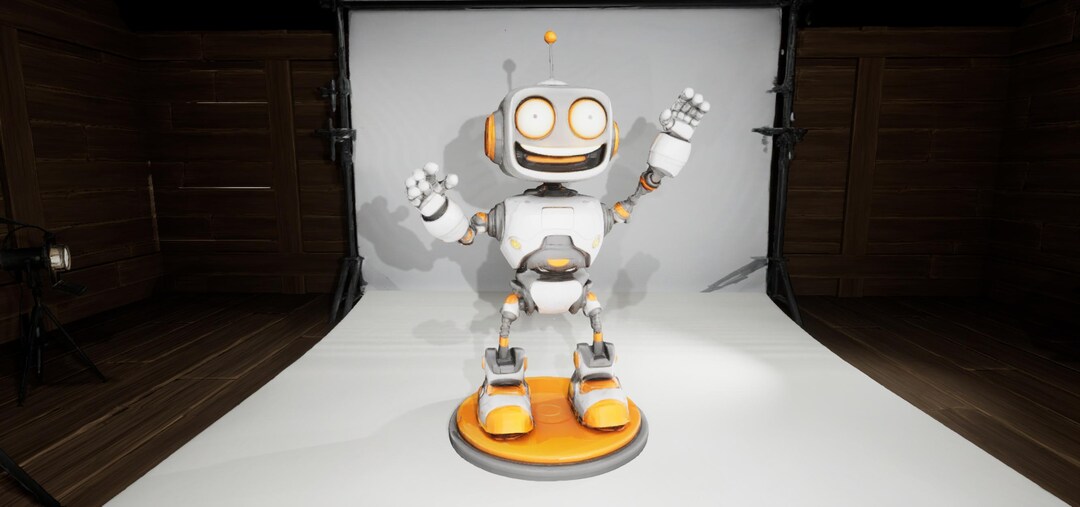Modelo 3D - Personaje de Happy Bot en un soporte - Accesorio - .FBX ...