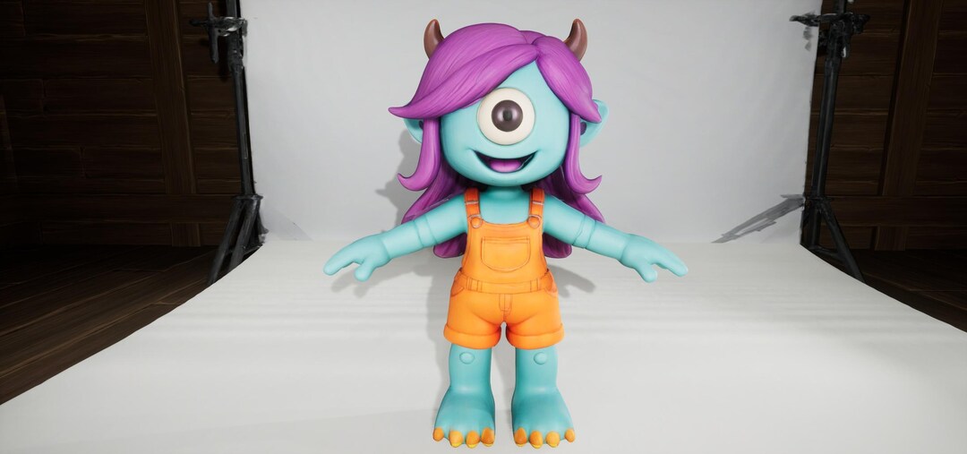3D Model - Cyclops Monster Female Cartoon Character - Ready to Rig ...