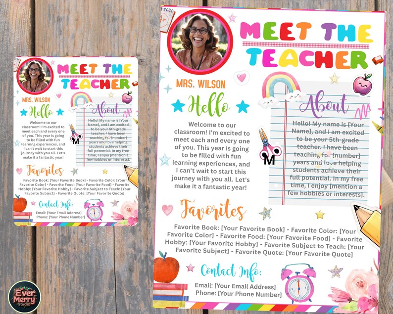 Editable Meet the Teacher Flyer: Pencil Theme Canva Template (digital ...
