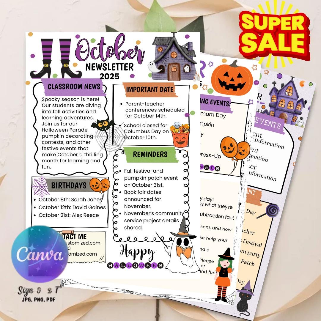 October Newsletter Preschool, PTO News, Classroom Newsletter, Canva ...