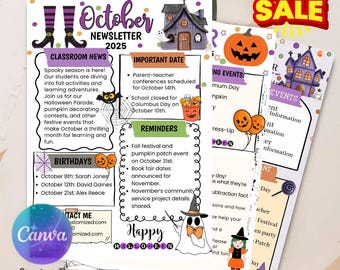 October Newsletter Preschool, PTO News, Classroom Newsletter, Canva ...