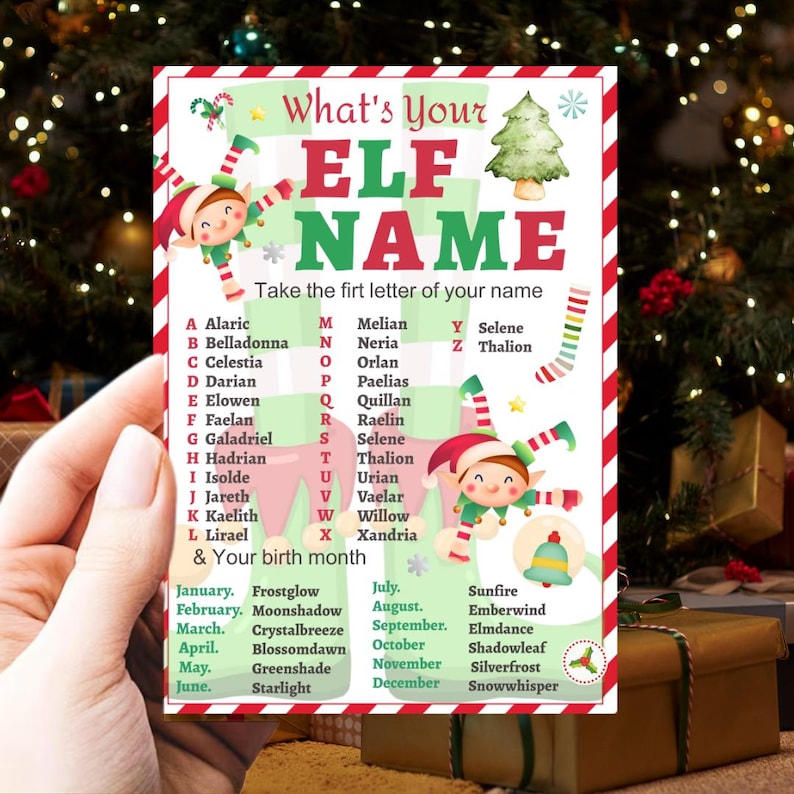 What's Your Elf Name Game – Printable Christmas Name Generator, Elf ...