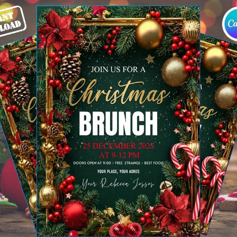 Christmas Brunch Invitations - Etsy