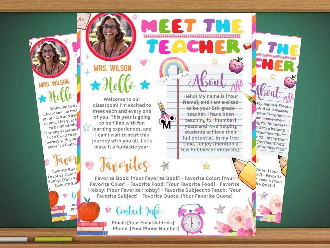 Editable Meet the Teacher Flyer: Pencil Theme Canva Template (digital ...