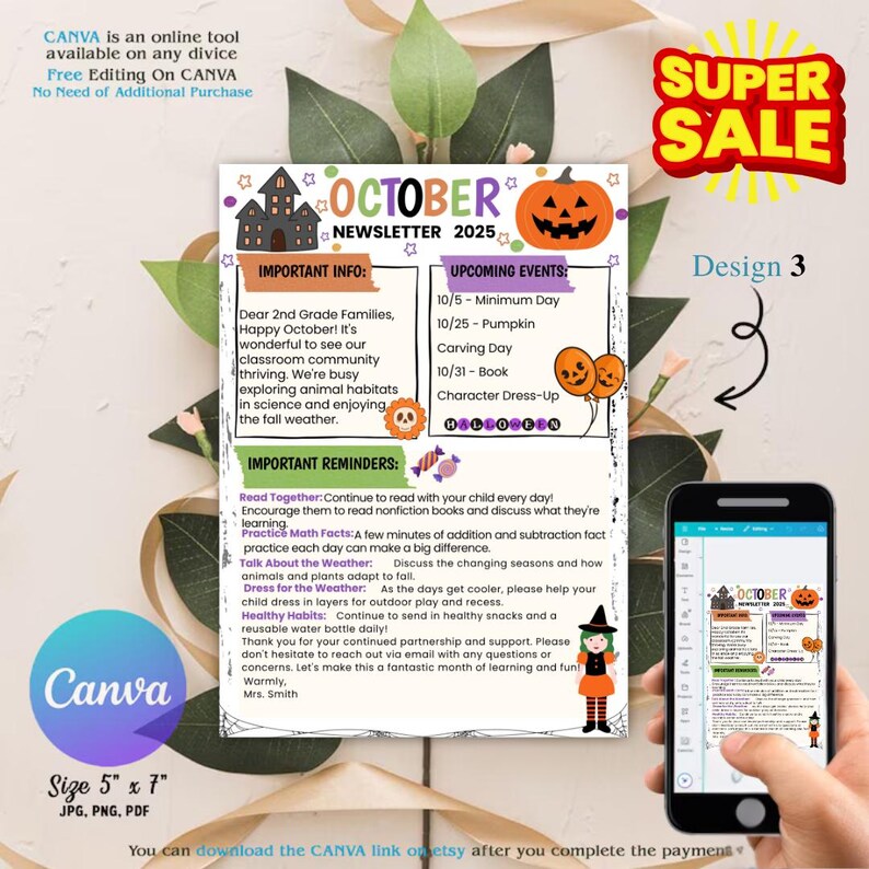 October Newsletter Preschool, PTO News, Classroom Newsletter, Canva ...