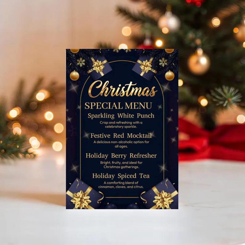 Editable Christmas Special Menu Template | Elegant Holiday Dinner ...