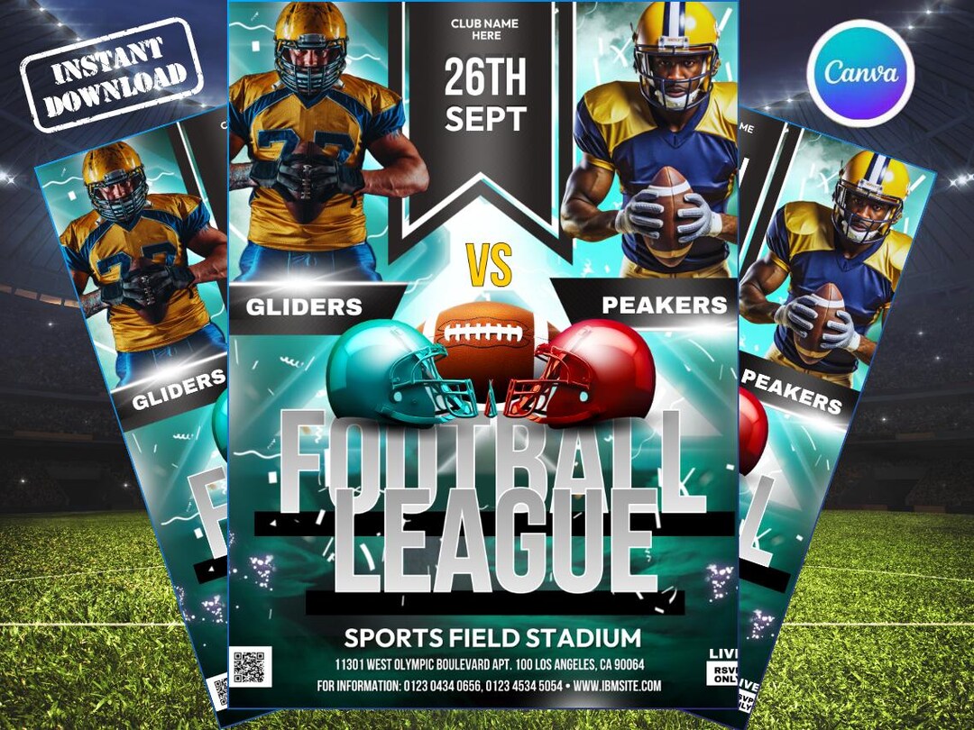 NFL Game Day Flyer Template | Editable Football Party Invitation (canva ...