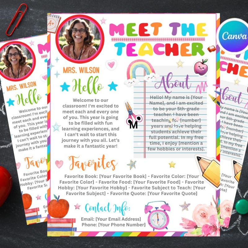 Meet the Teacher Template - Etsy