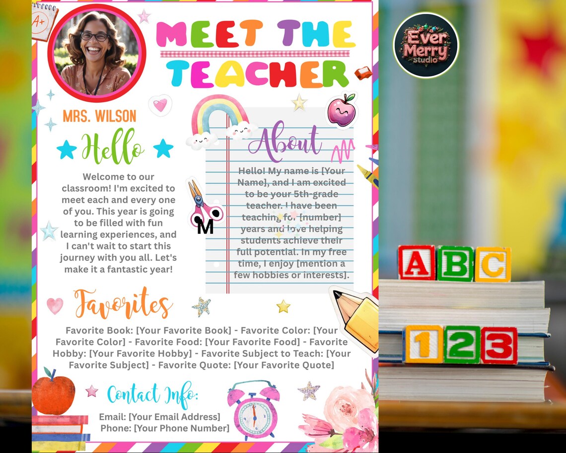 Editable Meet the Teacher Flyer: Pencil Theme Canva Template (digital ...