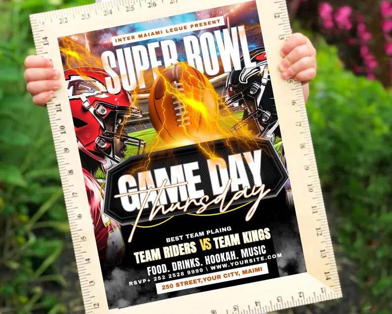 Editable Game Day Football Flyer – Tailgate & Sports Bar Event (canva ...