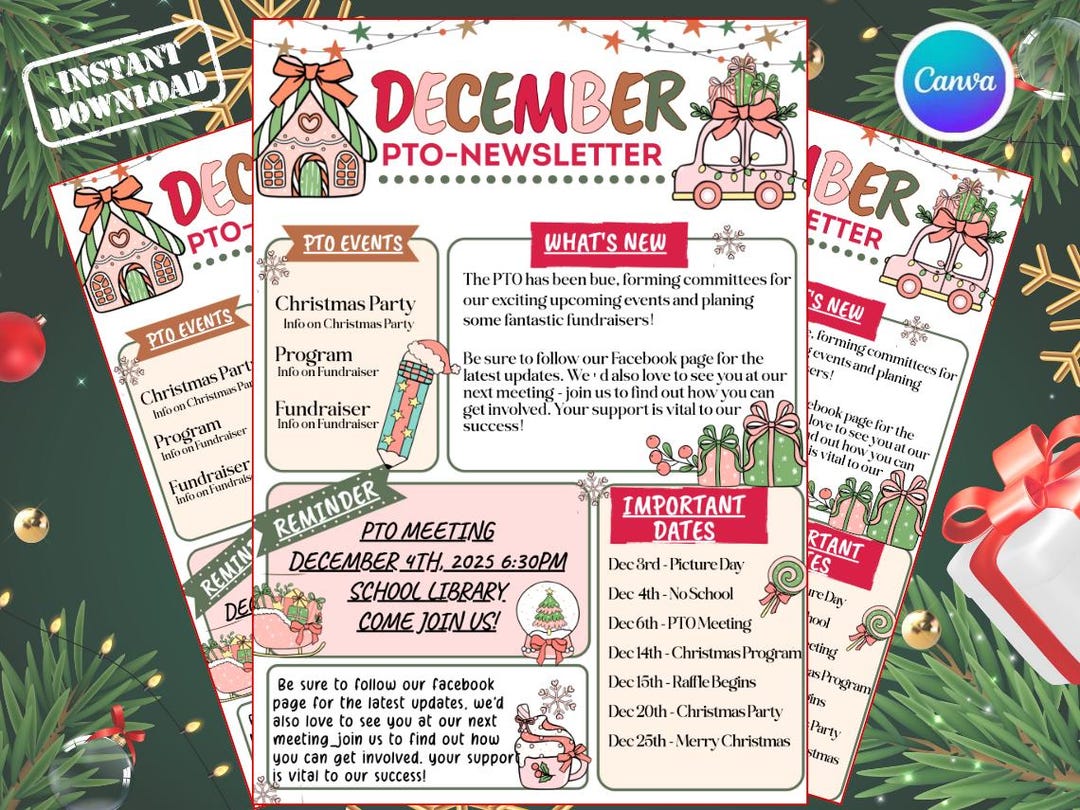Winter Newsletter Template | Editable December School Update (canva) - Etsy