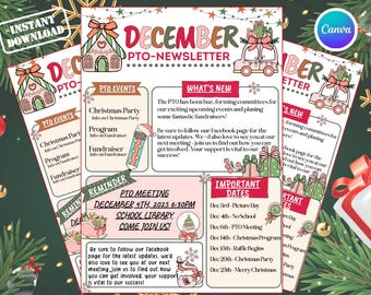 Winter Newsletter Template | Editable December School Update (canva) - Etsy