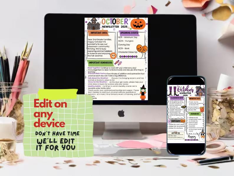 October Newsletter Preschool, PTO News, Classroom Newsletter, Canva ...