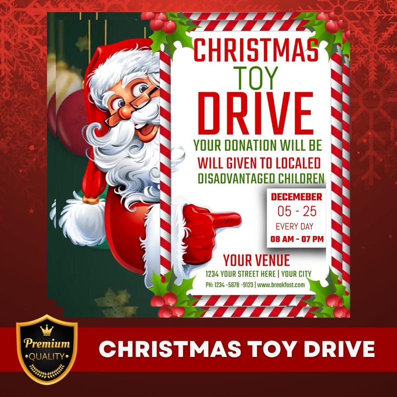 Editable Christmas Toy Drive Flyer | Holiday Fundraiser (canva Download ...