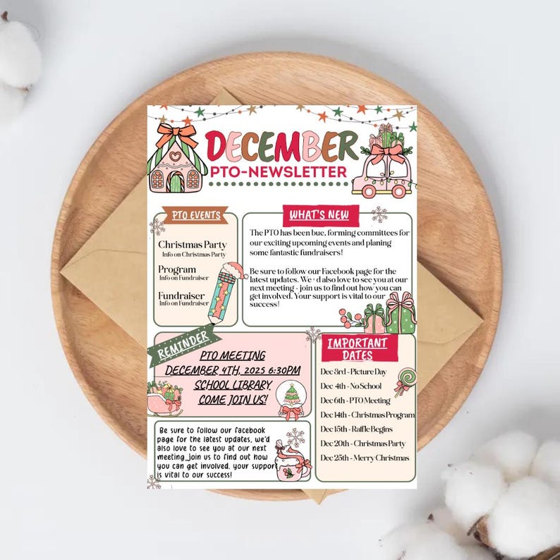 Winter Newsletter Template | Editable December School Update (canva) - Etsy