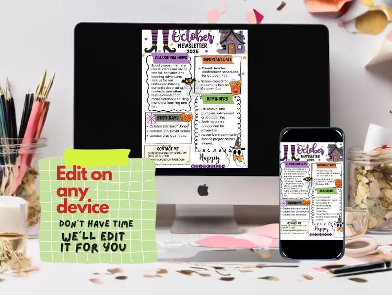 October Newsletter Preschool, PTO News, Classroom Newsletter, Canva ...