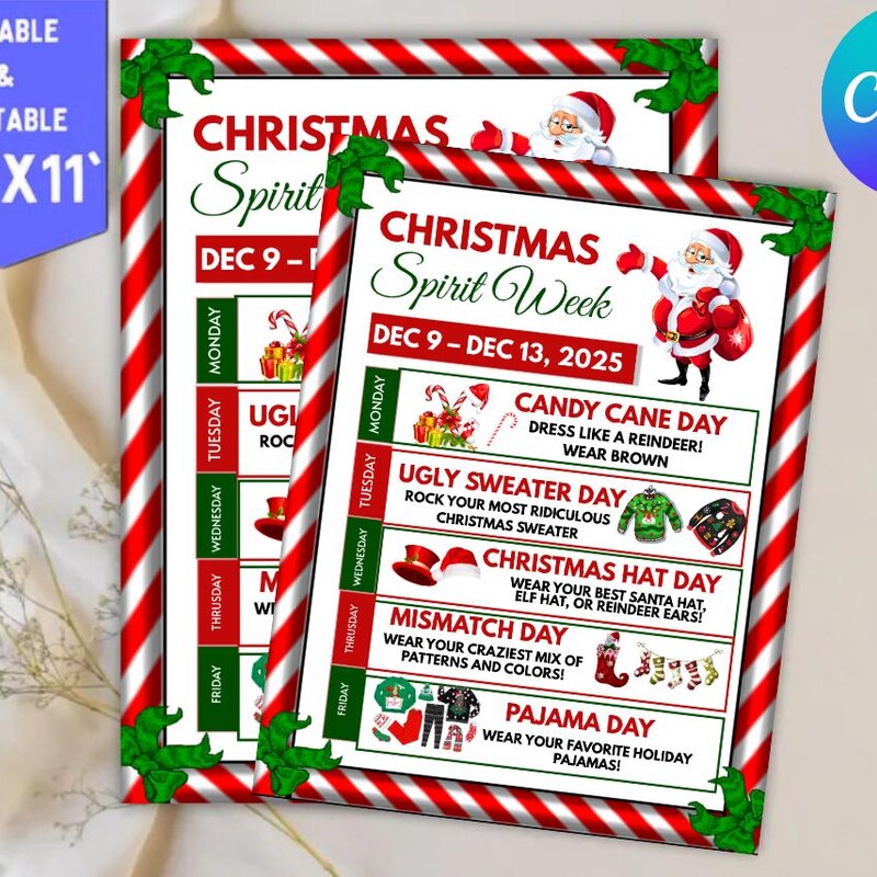 Holiday Spirit Week Flyer - Etsy