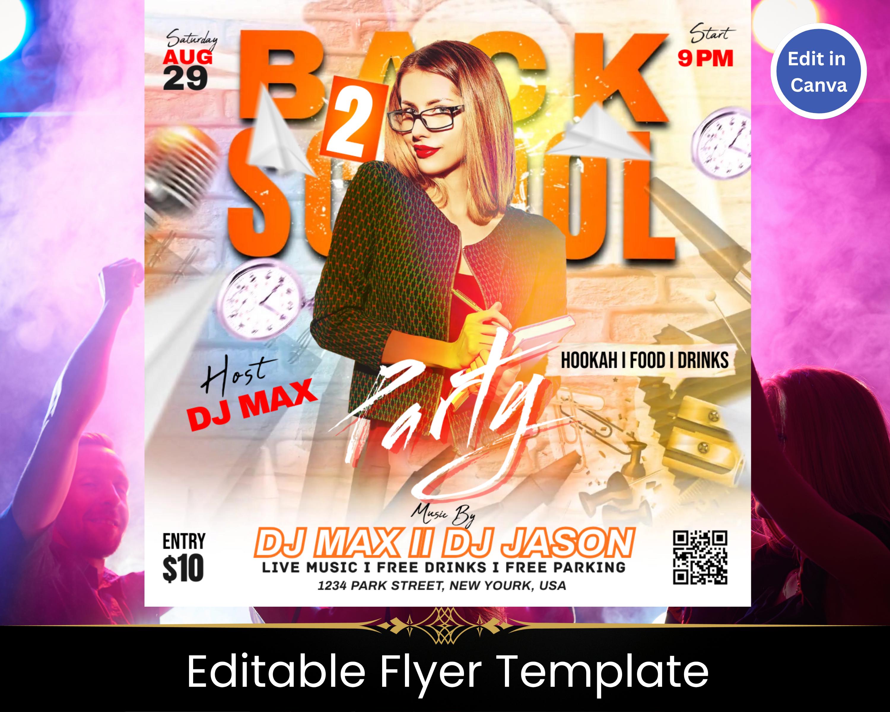 Back to School Party Flyer: Editable Canva Template (instant Download ...