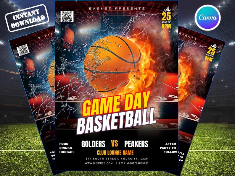 Game Day Basketball Flyer Template | Editable Canva Download - Etsy
