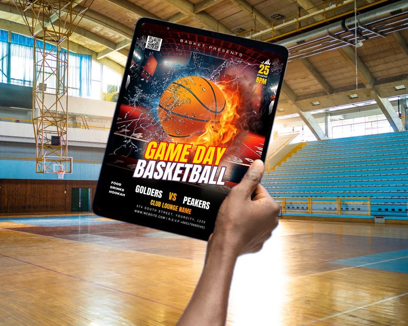 Game Day Basketball Flyer Template | Editable Canva Download - Etsy