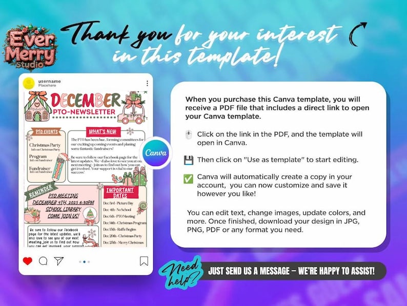 Winter Newsletter Template | Editable December School Update (canva) - Etsy