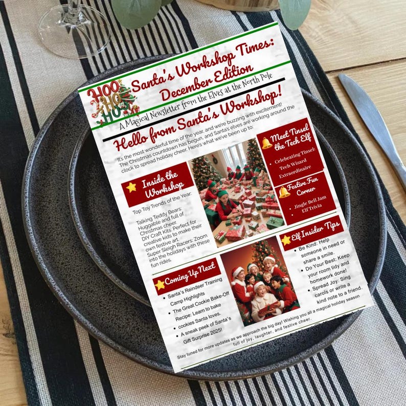 Editable Santa's Workshop Newspaper – Christmas Newsletter (canva ...
