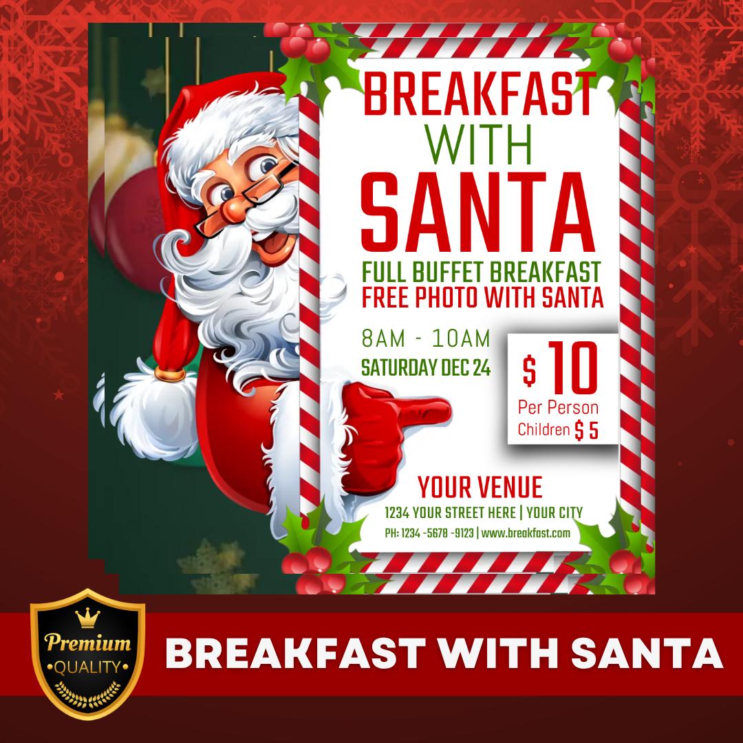 Breakfast With Santa Flyer | Holiday Brunch Invitation (canva Digital ...