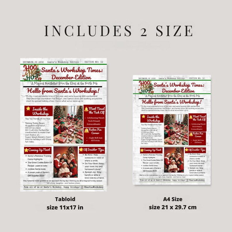 Editable Santa's Workshop Newspaper – Christmas Newsletter (canva ...