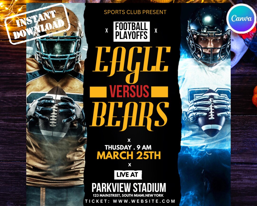 Editable Football Playoff Flyer: Canva Template (digital Download) - Etsy